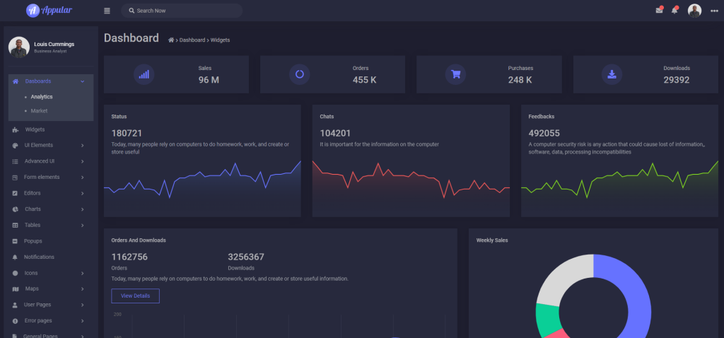 10+ Free and premium Dark admin theme template for website 2020