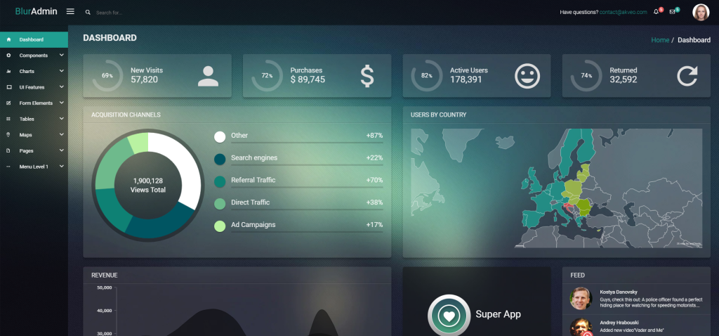 10+ Free and premium Dark admin theme template for website 2020